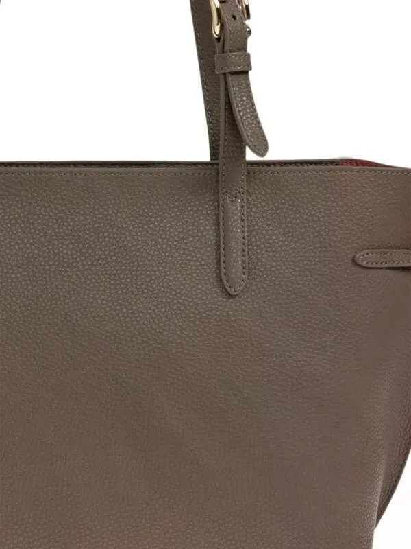 Furla Grainy Leather Tote Bag With Drawstring Details - Brown
