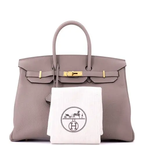 Hermès Birkin Handbag Grey Togo With Gold Hardware 35