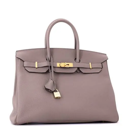 Hermès Birkin Handbag Grey Togo With Gold Hardware 35
