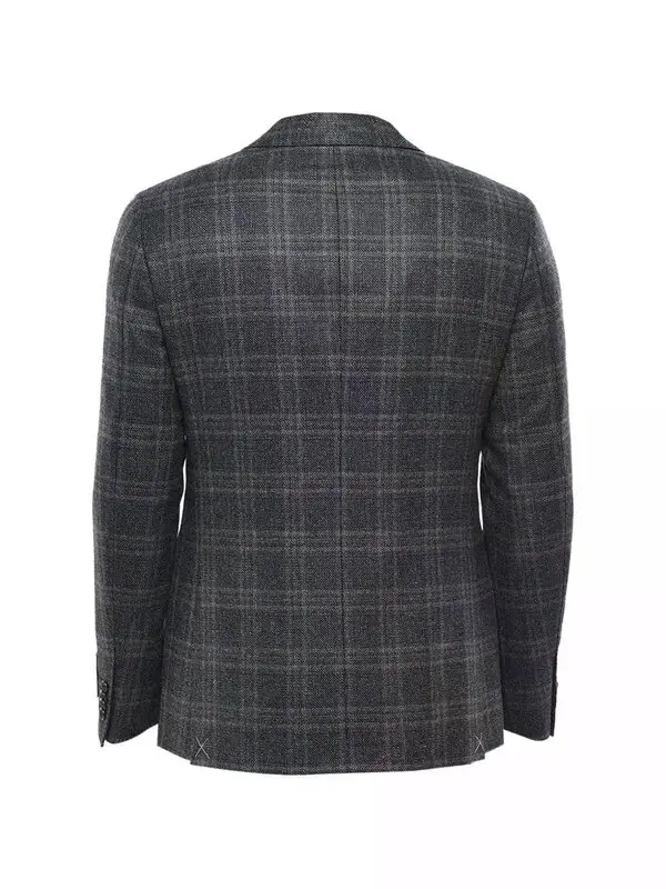 Corneliani Tartan Single-breasted Blazer - Grey