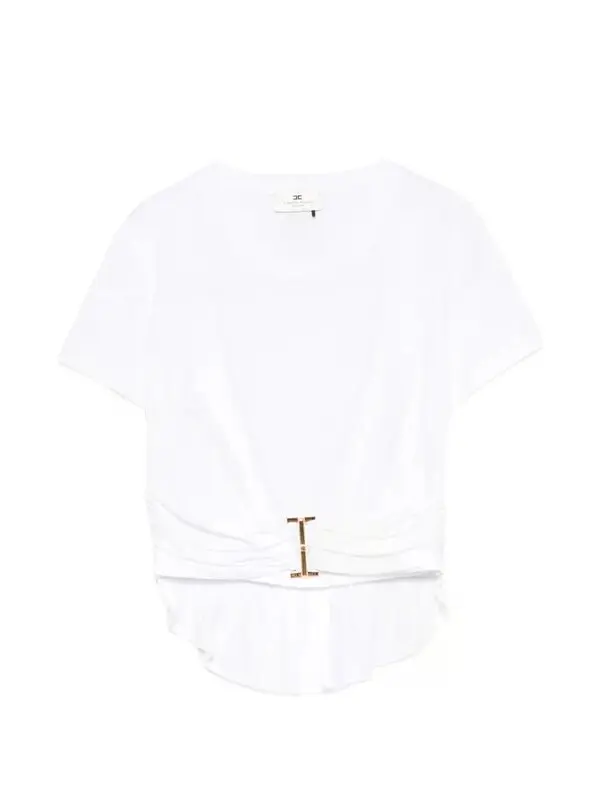 Elisabetta Franchi Ruched Waist Cotton T-shirt - White