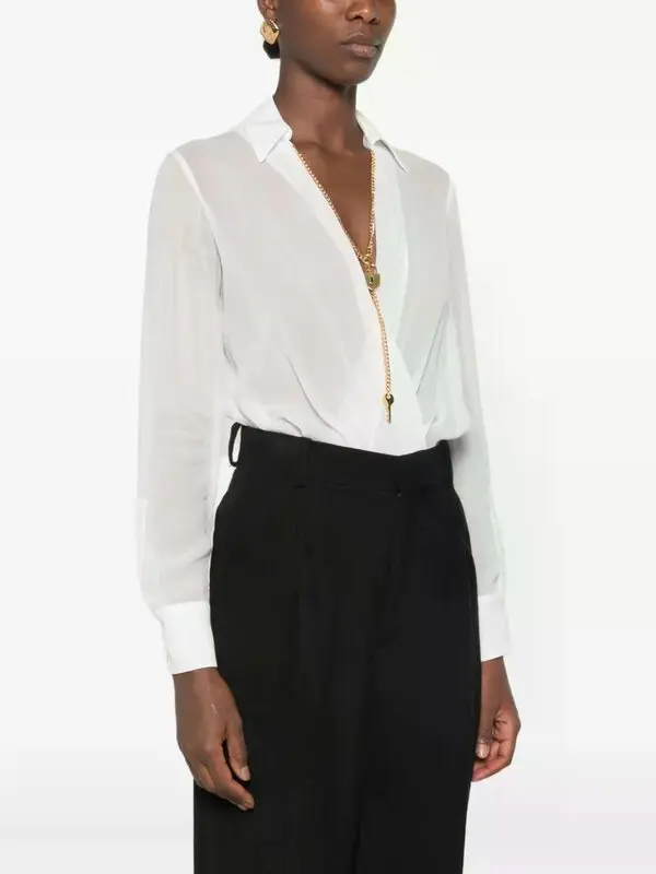 Elisabetta Franchi Chain-detail Wrap Bodysuit - White