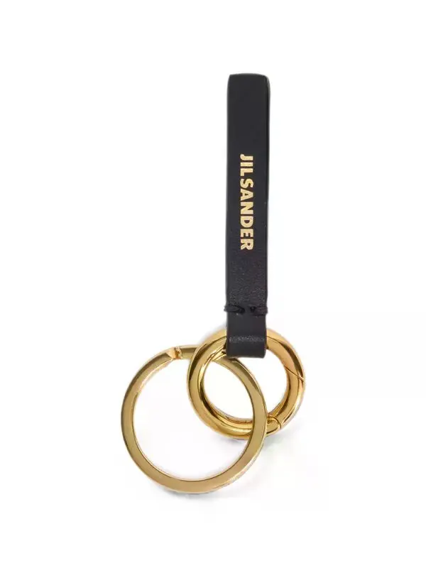 JIL SANDER Logo Embossed Leather Keyring - Black