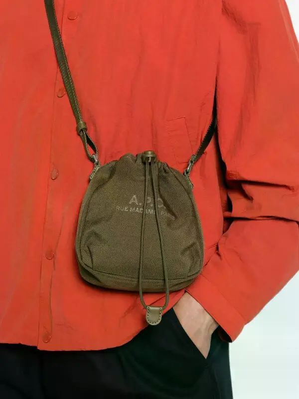 A.p.c. Logo Print Drawstring Messenger Bag - Green