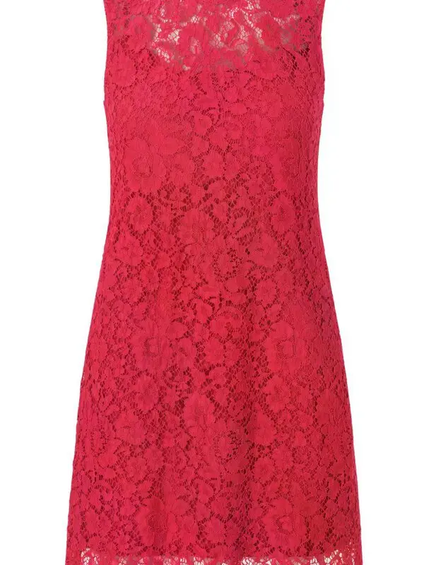 Dolce & Gabbana Sleeveless Floral Lace Mini Dress - Pink