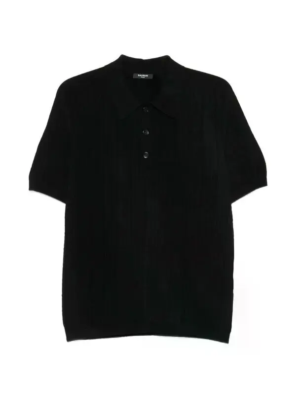 Balmain Ribbed-knit Polo Shirt