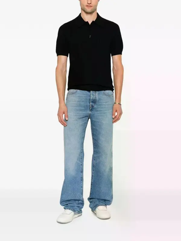 Balmain Ribbed-knit Polo Shirt
