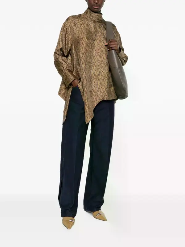 FERRAGAMO Graphic Print High Neck Blouse