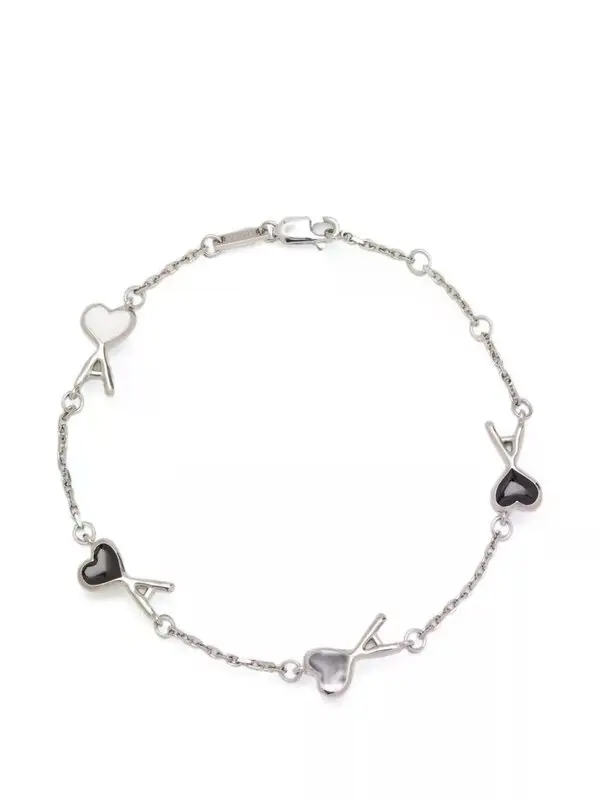 AMI Paris Brass Bracelet With Hammered De Coeur - Silver