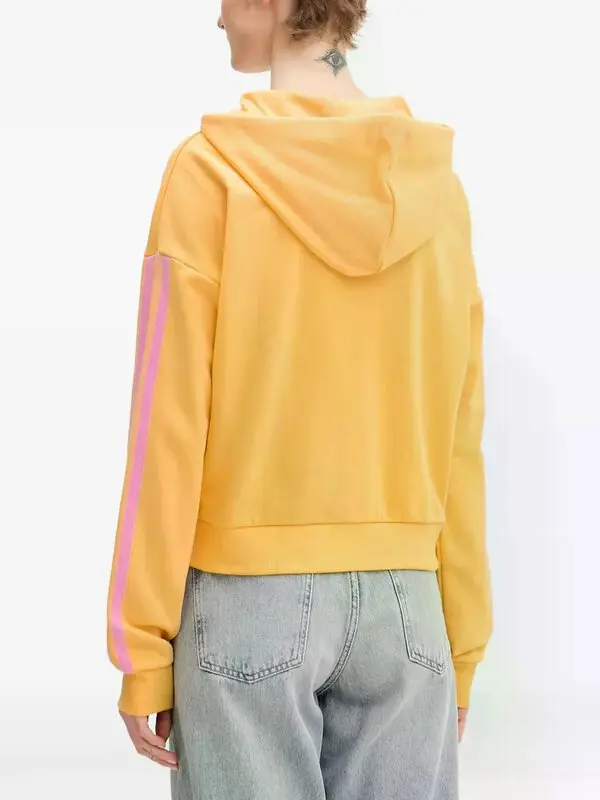 Adidas Embroidered Logo Zip-up Hoodie With Signature 3-stripes