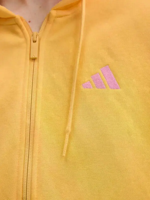 Adidas Embroidered Logo Zip-up Hoodie With Signature 3-stripes