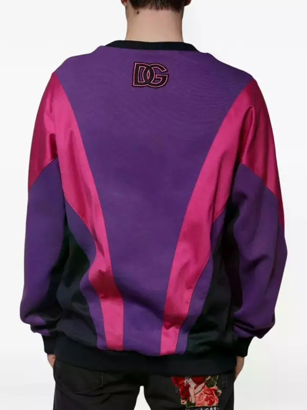 Dolce & Gabbana Colorblocked Patch Detail Crew Neck Sweater