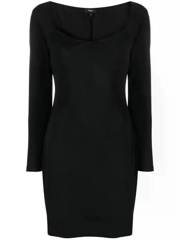 Theory Long-sleeved Sweetheart Neck Mini Dress