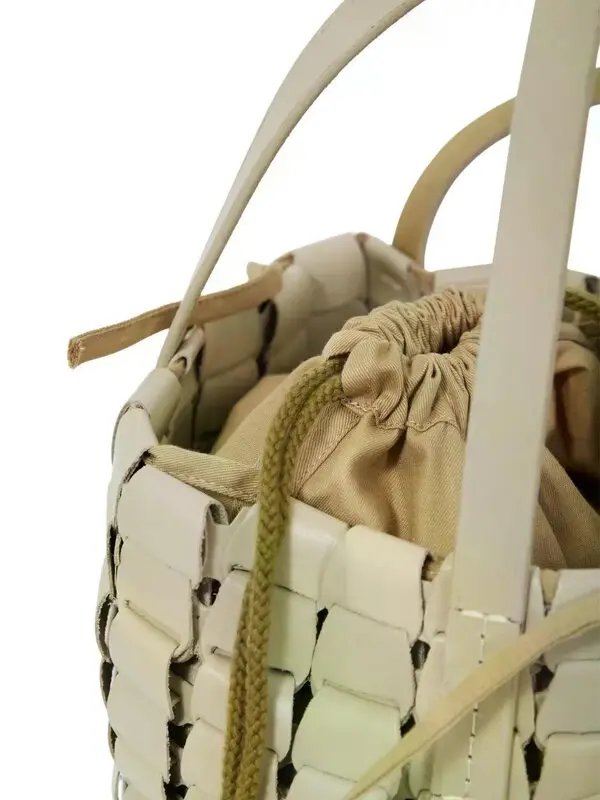 Dragon Diffusion Woven Leather Bucket Bag With Tassel Detail
