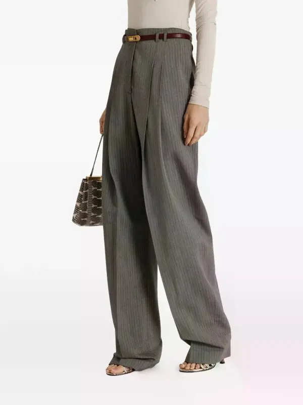 Alberta Ferretti Pinstripe Pleated Trousers