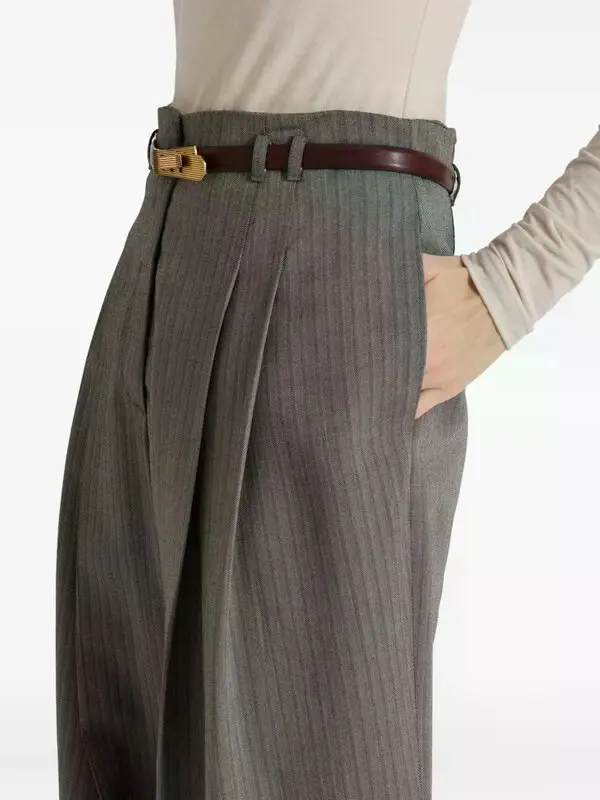 Alberta Ferretti Pinstripe Pleated Trousers