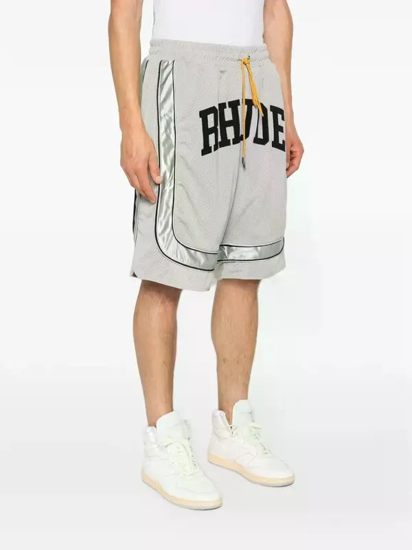 Rhude Logo Print Mesh Shorts - Grey