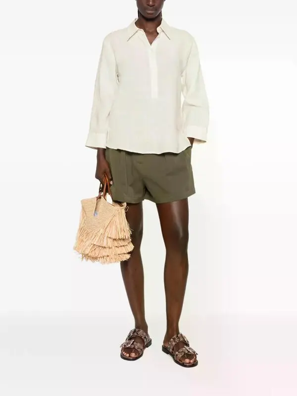 SLOWEAR Polo-collar Linen Blouse