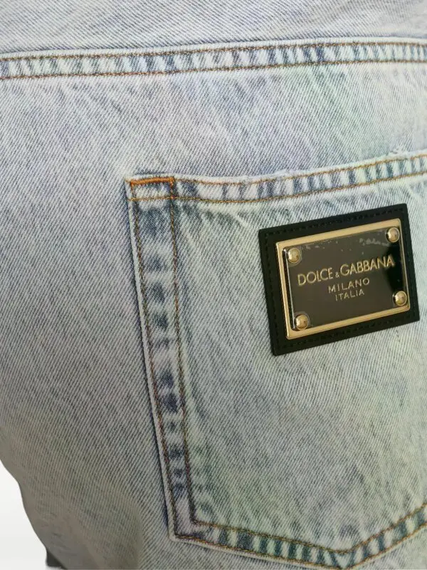 Dolce & Gabbana Floral Print Denim Shorts