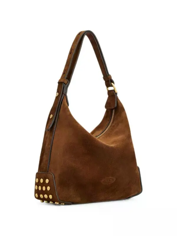 TOD'S Suede Mini Bag With Metal Dots - Brown