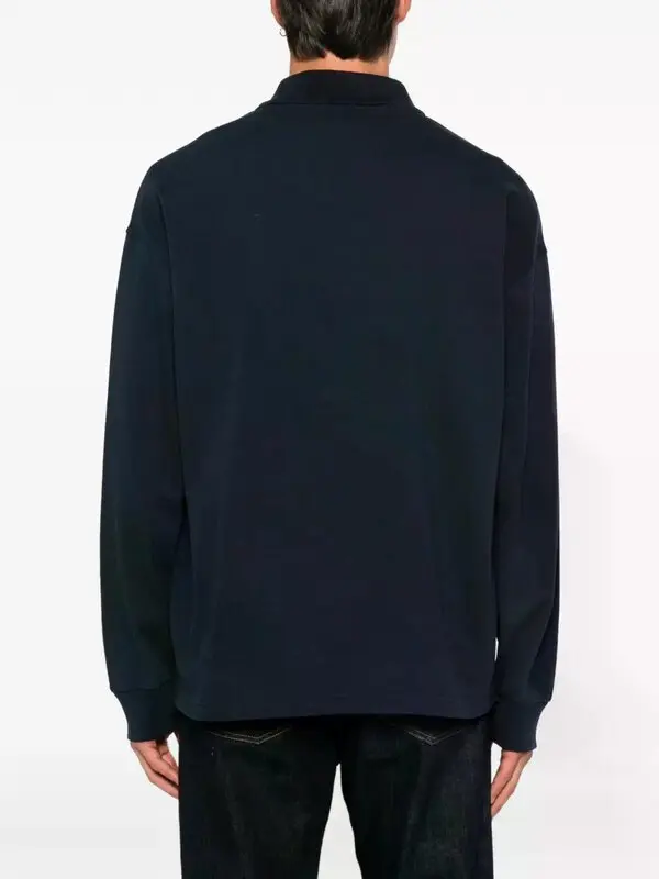 A.p.c. Logo-print Long-sleeve Polo Shirt - Blue
