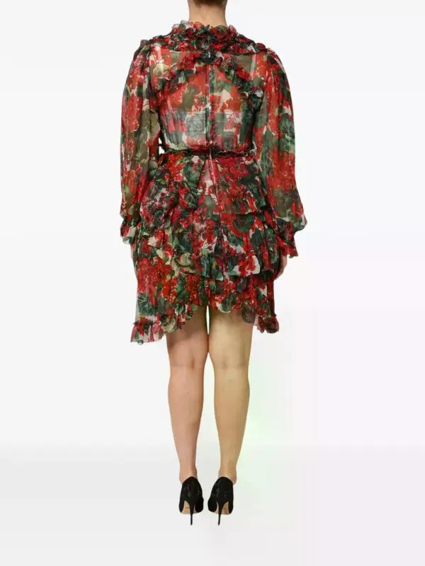 Dolce & Gabbana Asymmetrical Floral Print Ruffled Dress