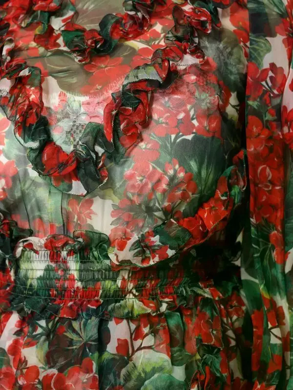 Dolce & Gabbana Asymmetrical Floral Print Ruffled Dress