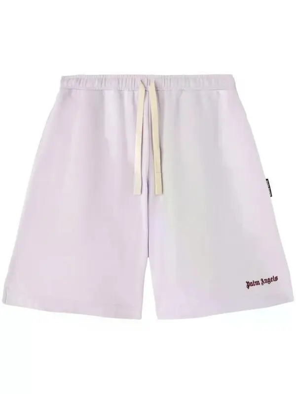 Palm Angels Logo Print Cotton Shorts