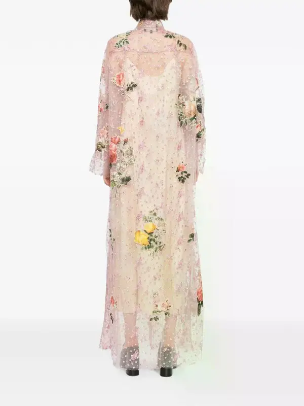 Biyan Floral Embroidered Sequin Embellished High Neck Maxi Dress