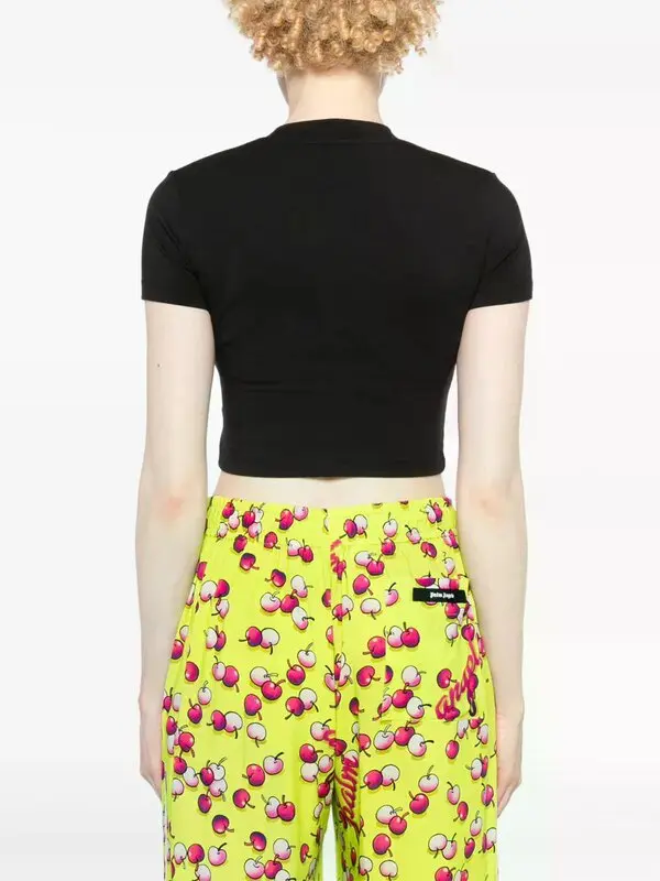 Palm Angels Logo Embroidered Cropped T-shirt