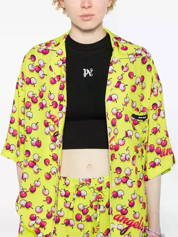 Palm Angels Logo Embroidered Cropped T-shirt
