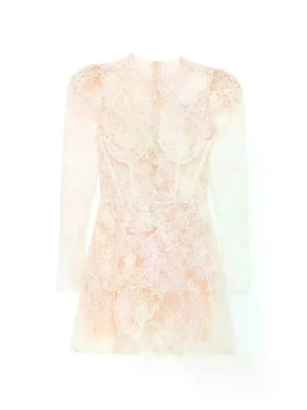 MONTSAND Beaded Lace Mini Dress - Pink