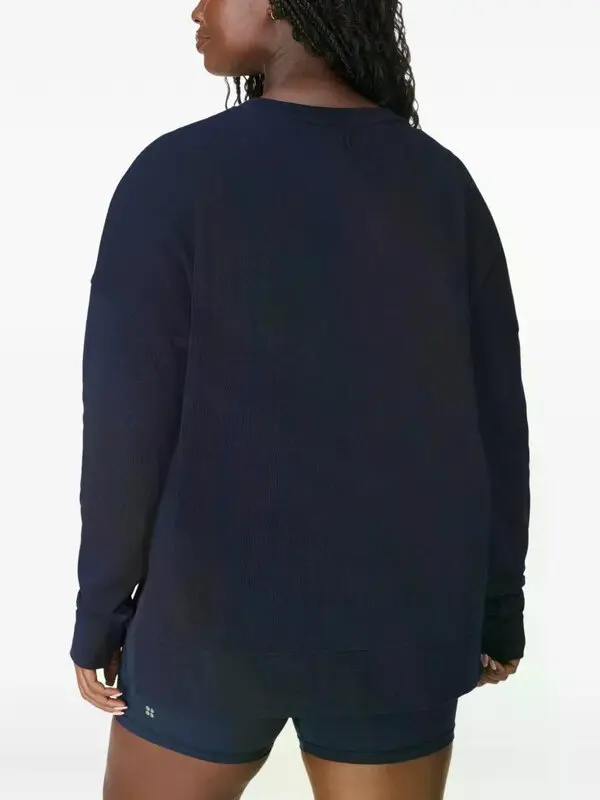 Sweaty Betty Crew Neck Long Sleeve Sweatshirt With Thumb Slots And Side Slits - Blue