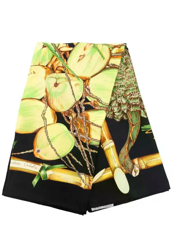 Hermès 2000-2026 Jardin Creole Silk Scarf 90 Scarves - Black