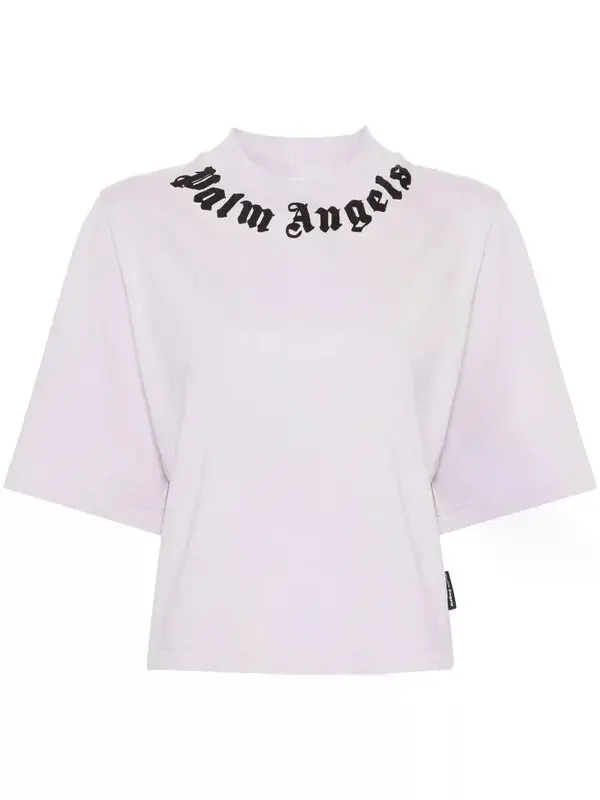 Palm Angels Logo Print Cropped T-shirt