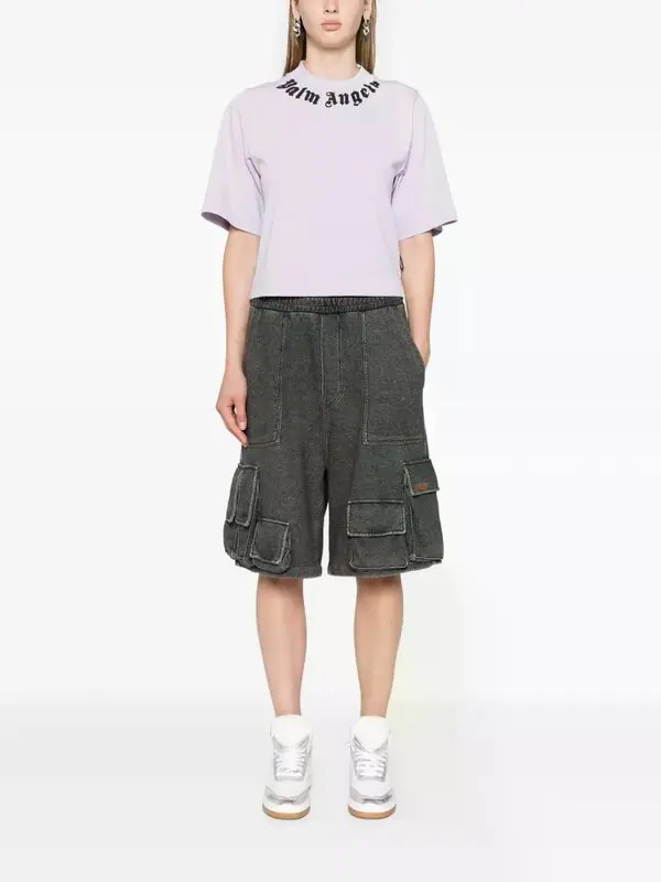 Palm Angels Logo Print Cropped T-shirt