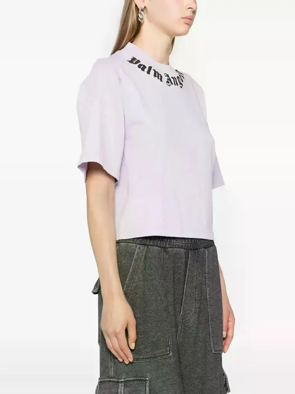 Palm Angels Logo Print Cropped T-shirt