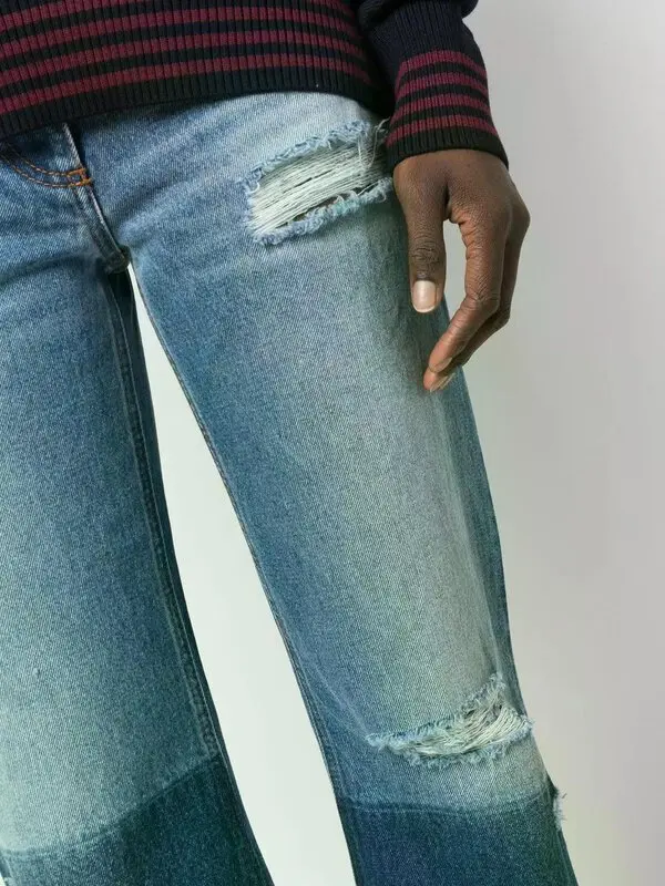 Palm Angels X Moncler Distressed Patchwork Straight-leg Jeans