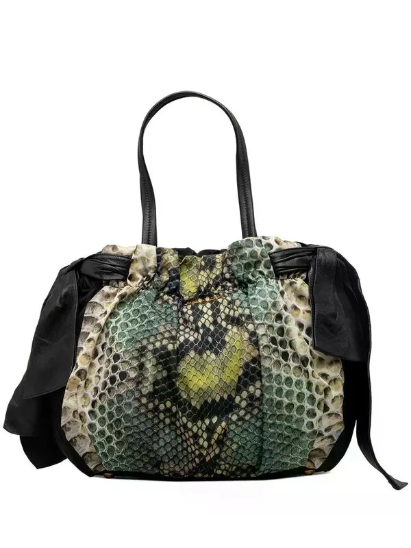 Prada T Tessuto Python Print Bow Satchel