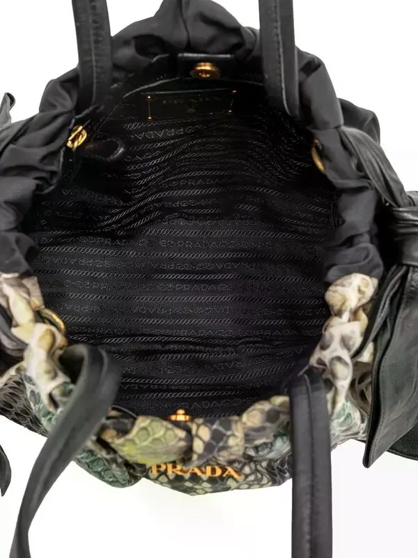 Prada T Tessuto Python Print Bow Satchel