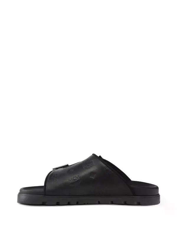 Mcm Embossed Monogram Leather Sandals