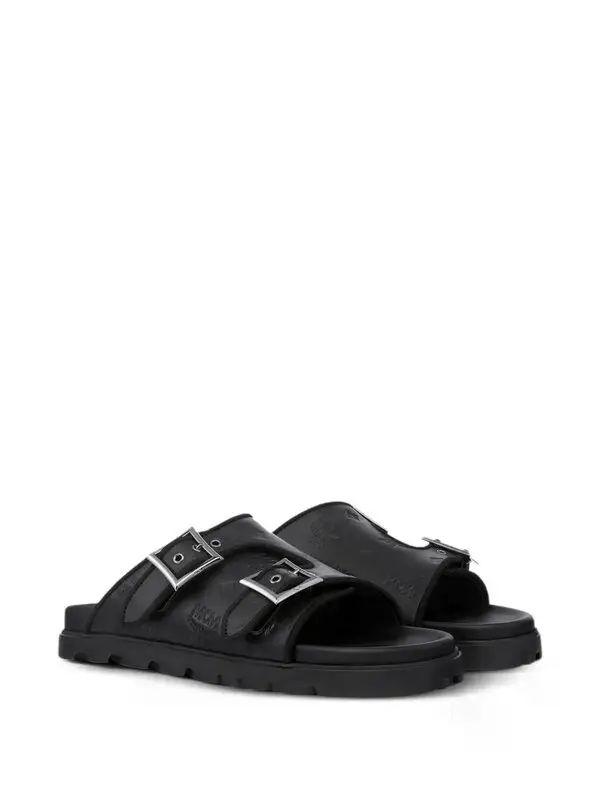 Mcm Embossed Monogram Leather Sandals