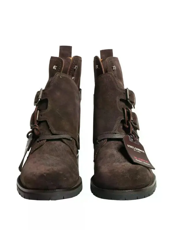 Dolce & Gabbana Suede Ankle Boots With Buckle Fastenings