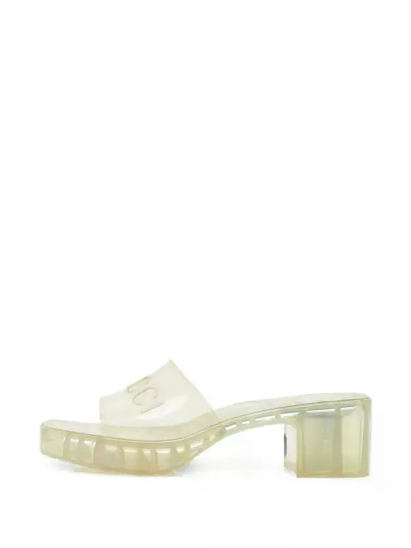 Gucci Logo-embossed Transparent Block Heel Mules