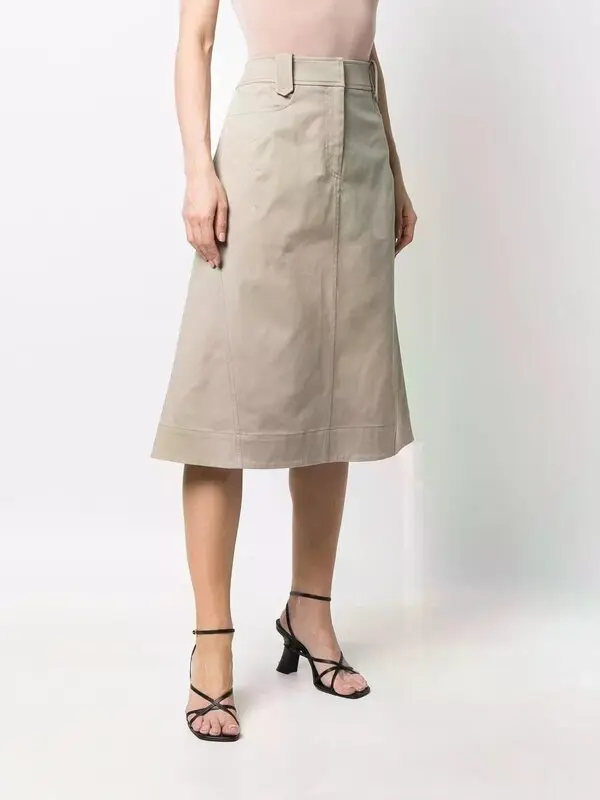 Alberta Ferretti Four-pocket Cotton A-line Skirt
