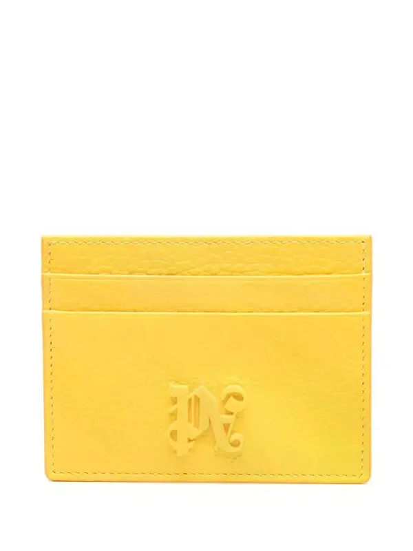 Palm Angels Logo-plaque Leather Cardholder - Yellow