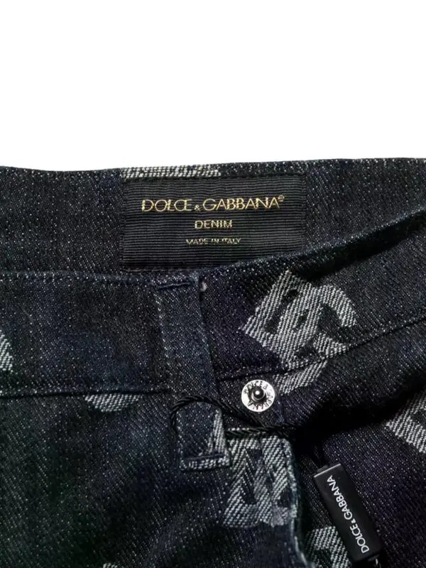 Dolce & Gabbana All-over Logo Print Cargo Denim Shorts