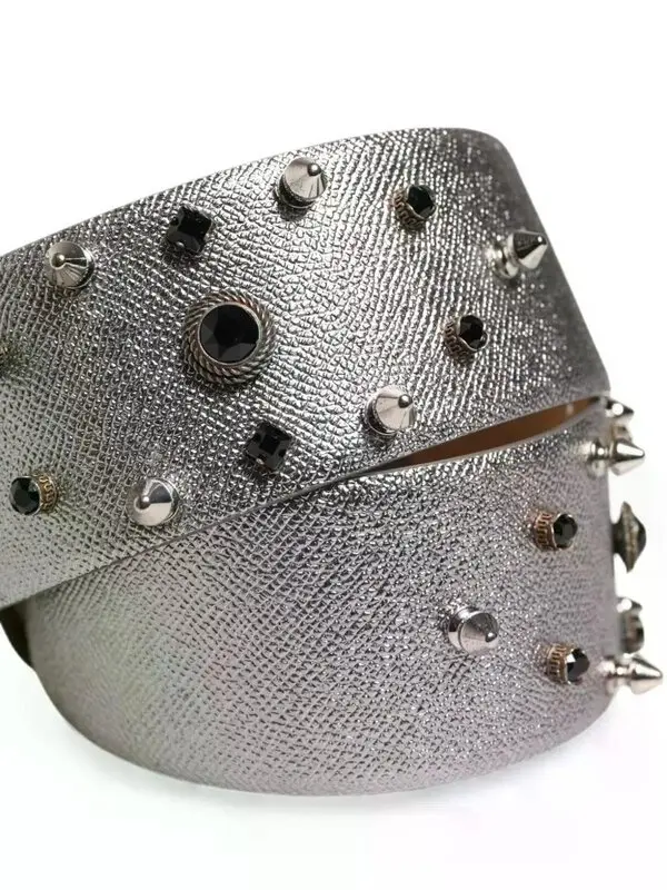 Dolce & Gabbana Embellished Studded Metallic Leather Belt
