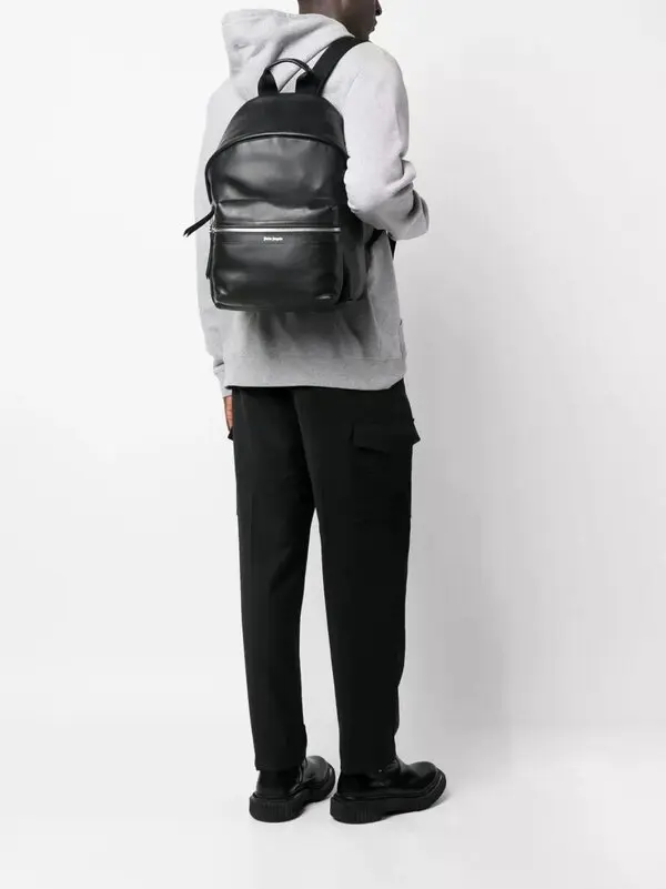 Palm Angels Logo-print Leather Backpack