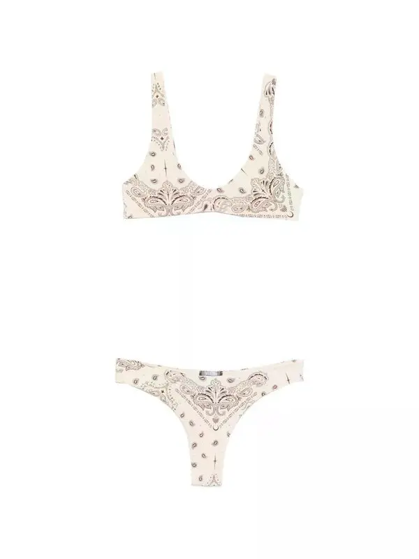 VENUJA Paisley Print Crystal Embellished Bikini - Neutrals